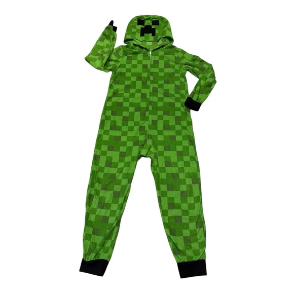 Minecraft | Pajamas | Minecraft Pj Hooded Sleeper Youth Size 12 Long ...